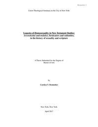 Legacies of Homosexuality in New Testament Studies: Arsenokoitai and ...